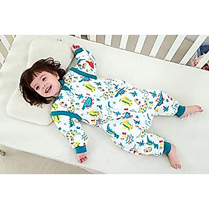 G' abigale Fairy 100% Cotton Cute Dinosaur Baby Sleeping Sack Bag Pajama Set (L, Blue)