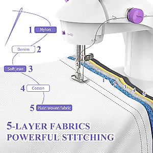 Mini Sewing Machine with 42PCS Sewing Kit, Foot Pedal, Adapter (Purple)