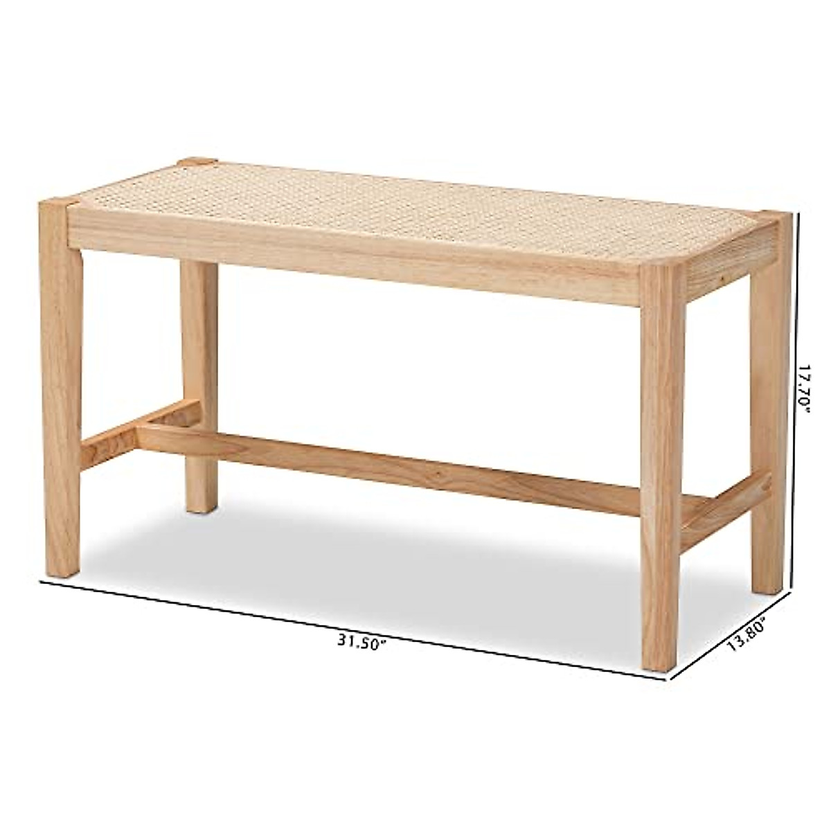 Baxton Studio Danyl Benches, One Size, Beige/Oak Brown