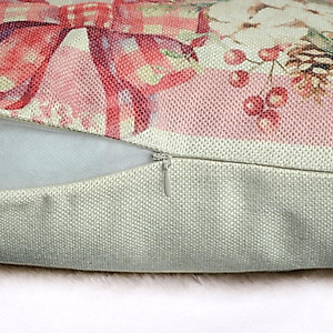 Christmas Pillow Covers 18x18 Set of 4 Pink Christmas Decorations Throw Pillow Case Stripes Santa Snowman Snowflake Winter Holiday Home Decor Cushion for Sofa Couch