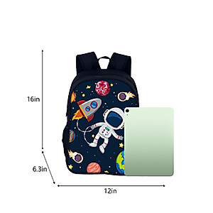 Kids Backpack Boys School Backpack Space Girls 4-10 Large Bookbag Teens Back school Supplies with Pencil Case Kawaii Astronaut Keychains Set