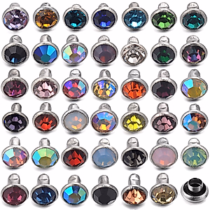 100 Sets 4MM Mixed Colors Cz Crystal Rivets Rhinestone Rivets Studs Rapid Rivets Silver Color Spots Studs for Leather Craft DIY Making
