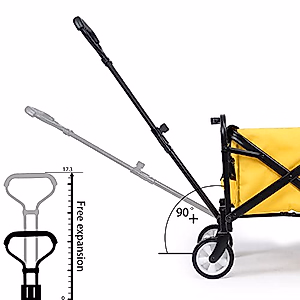 WHITSUNDAY Collapsible Folding Garden Outdoor Park Utility Wagon Picnic Camping Cart,Wagon Cart Heavy Duty Foldable for Picnic Camping Cart with Wheel and Bottle Holders Yellow