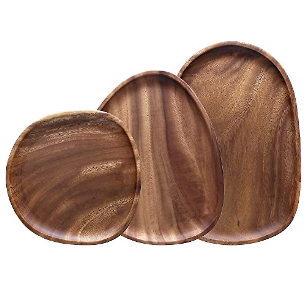 Top Plaza Walnut Wood Serving Tray Plates for Snacks Bread Fruit Wood Storage Irregular Wooden Platters Dinner Dish Wood Art Decors for Kitchen Counter Living Room Party Housewarming Gifts #2