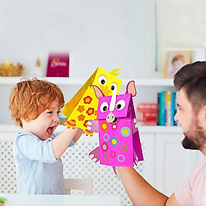 WATINC 9Pack Hand Puppet Art Craft Paper Sock Puppets DIY Making Your Own Puppet Kits Party Favors Wiggle Googly Eyes Storytelling Party Supplies Imaginative Play Birthday Party for Boys Girls