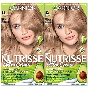 Garnier Hair Color Nutrisse Nourishing Creme, 82 Champagne Blonde (Champagne Fizz) Permanent Hair Dye, 2 Count (Packaging May Vary)