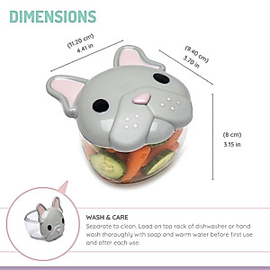 melii Animal Snack Containers with lids - Food Storage for Toddlers and Kids - Bulldog
