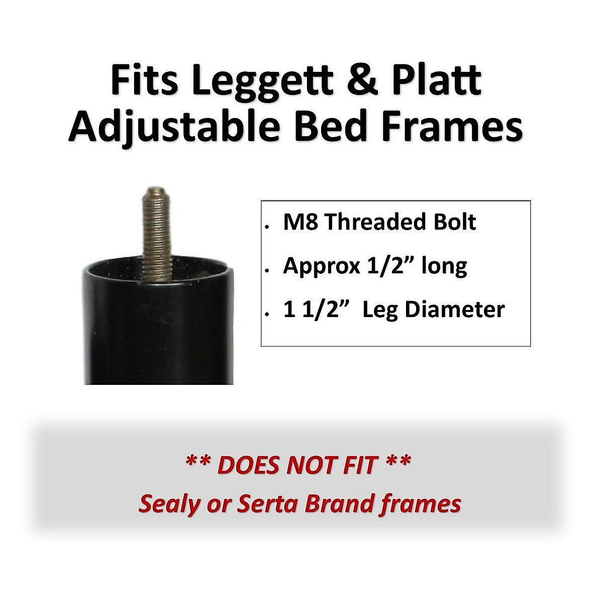 5" Steel Adjustable Bed Riser Legs, Set of 4