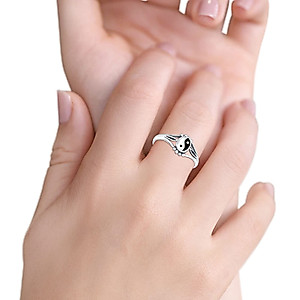 Blue Apple Co. Sterling Silver Size-7 Yin & Yang Plain Oxidized Band Statement Fashion Thumb Ring Solid 925 Sterling Silver