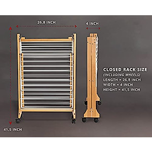 Scandinaf Foldable Clothes Drying Rack | Collapsible Drying Racks for Laundry | Extra Large and Heavy Duty Clothing Drying Rack with Iron Wires and Wooden Legs and 2 Levels with 91 Ft Drying Area