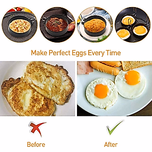1-6 Pcs Non Stick Egg Frying Rings Perfect Circle Round Fried/Poach Mould Pancake (4 Pcs Ring Molds)