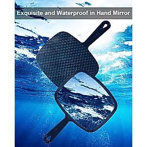 PROTECLE Large Hand Mirror, Salon Barber Hairdressing Handheld Mirror with Handle (Square Black 10.3"x7.4")