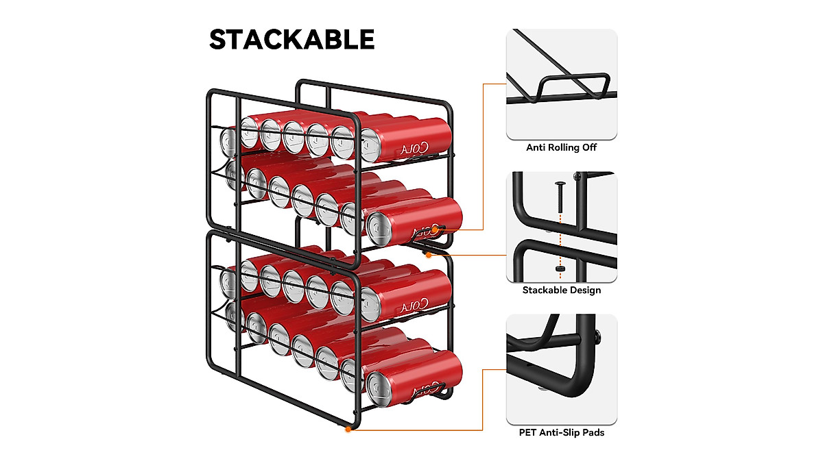 MOOACE Skinny Can Dispenser Rack - Space Saving Organizer
