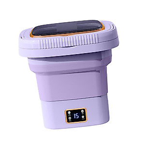 Portable Foldable Washing Machine, Small Bucket Washer, High Power Easily to Carry Compact Small Washer for RV Apartment Camping Dorm Sock, 9L violet clear lid