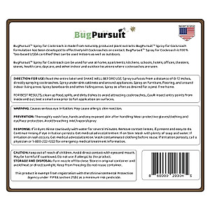 BugPursuit -Cockroach Killer Natural Spray for Home and Kitchen -100% Proven Effective - USDA Biobased Certified - Indoor and Outdoor Use Safe - Plant Based Formula-Non Staining-Child and Pet Safe