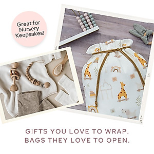 Gather & Knot Drawstring Gift Bags | 20" Large 12" Small | Premium Canvas | Reusable Fabric Wrap for Baby Shower, Neutral Gender Reveal, Kid Birthday | Boho Toy