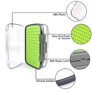 Maxcatch Fly Box Double Sided Waterproof Fly Fishing Boxes For Flies Jig Fly Storage Box with Easy Grip Foam (Silicone Insert, X-Large-7.3''x 4.6''x 1.5'')