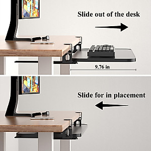 LYJANUN Keyboard Tray Under Desk Keyboard Tray Slide Out, 25.7" X 9.8" Keyboard Drawer with C Clamp Mount System, Easy for Installation and Typing, for Home Study Office Work