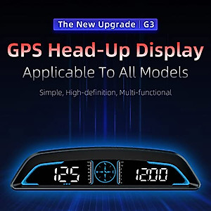 Qfansi Digital GPS Speedometer Universal Head Up Display for Car Large LCD Display HUD Gauge with MPH Speed Fatigued Driving Alert Overspeed Alarm Trip Meter for All Vehicle (G3)