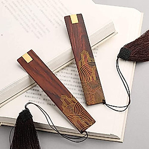 YHDCL Bookmarks Reading Page Markers Tassel, Wood Bookmark Inlaid Copper Bookmarks Handmade Natural Bookmarks with Tassel - Creative Gift for to Send Elders Antique Bookmark Set Page Markers