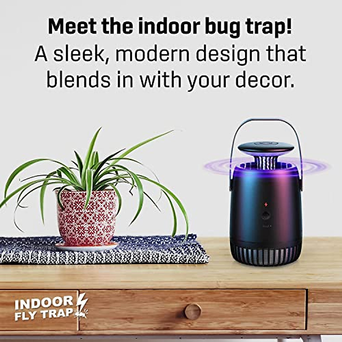 Exterminator’s Choice - Indoor Fly Trap - Attracts, Zaps, and Traps - Sleek, Modern Way to Keep Bugs at Bay - Attracts Mosquitoes, Fruit Flies, Moths, Gnats and More - Fruit Fly Trap Indoor