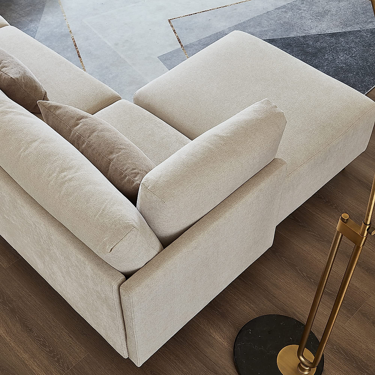 143'' U-Shaped Fabric Modular Sectional Sofa with 2 Removable Ottoman and 4 Pillows