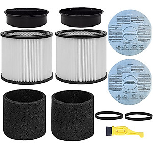 Replacement Filters for Shop Vac Filter 90304 90333 90350 Wet Dry Vac Filter with Lid, 90585 Foam Sleeve Filter, 9010700 Filter with Retaining Band, fits Most 5 Gallon Up Wet/Dry Vacuum Cleaners