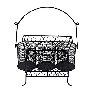 Gourmet Basics by Mikasa Farmer's Market Picnic Hostess Storage Flatware Caddy, 14-Inch, Black