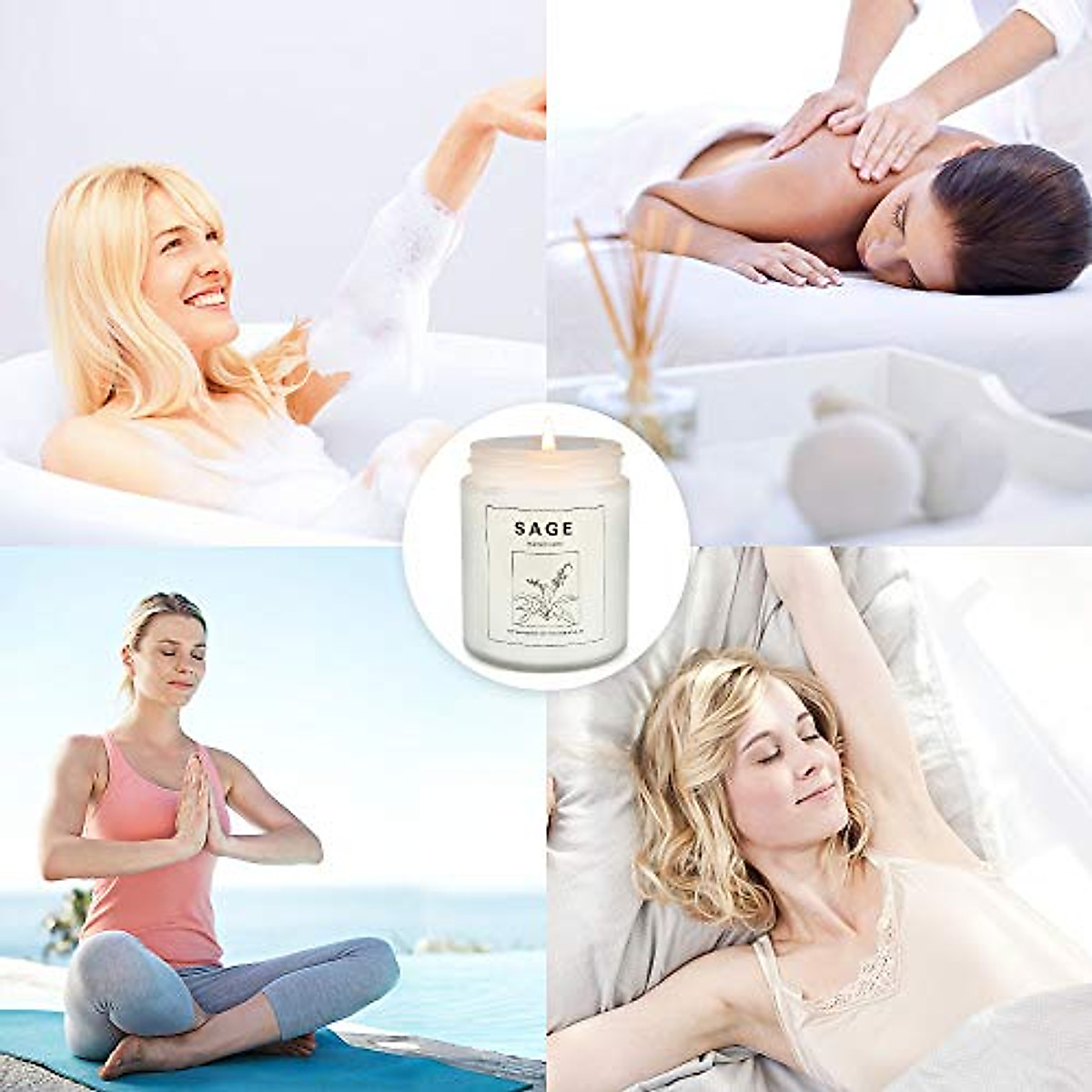 Candles for Home Scented, Sage Candles for Cleansing House & Lavender Candle for Stress Relief Long Lasting Burning Relaxing Aromatherapy Candle Gift Set for Women, Jar Candles 2 Pack