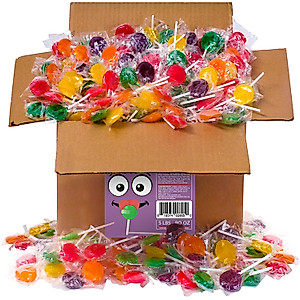 Lollipops Individually Wrapped - 5 Pounds - Classic Flat Lollipops for Kids - Round Lolly Pops - Assorted Fruit Flavors Lolipops - Lollipop Candy Suckers - Bulk Summer Camp Lollipops - Church Candies