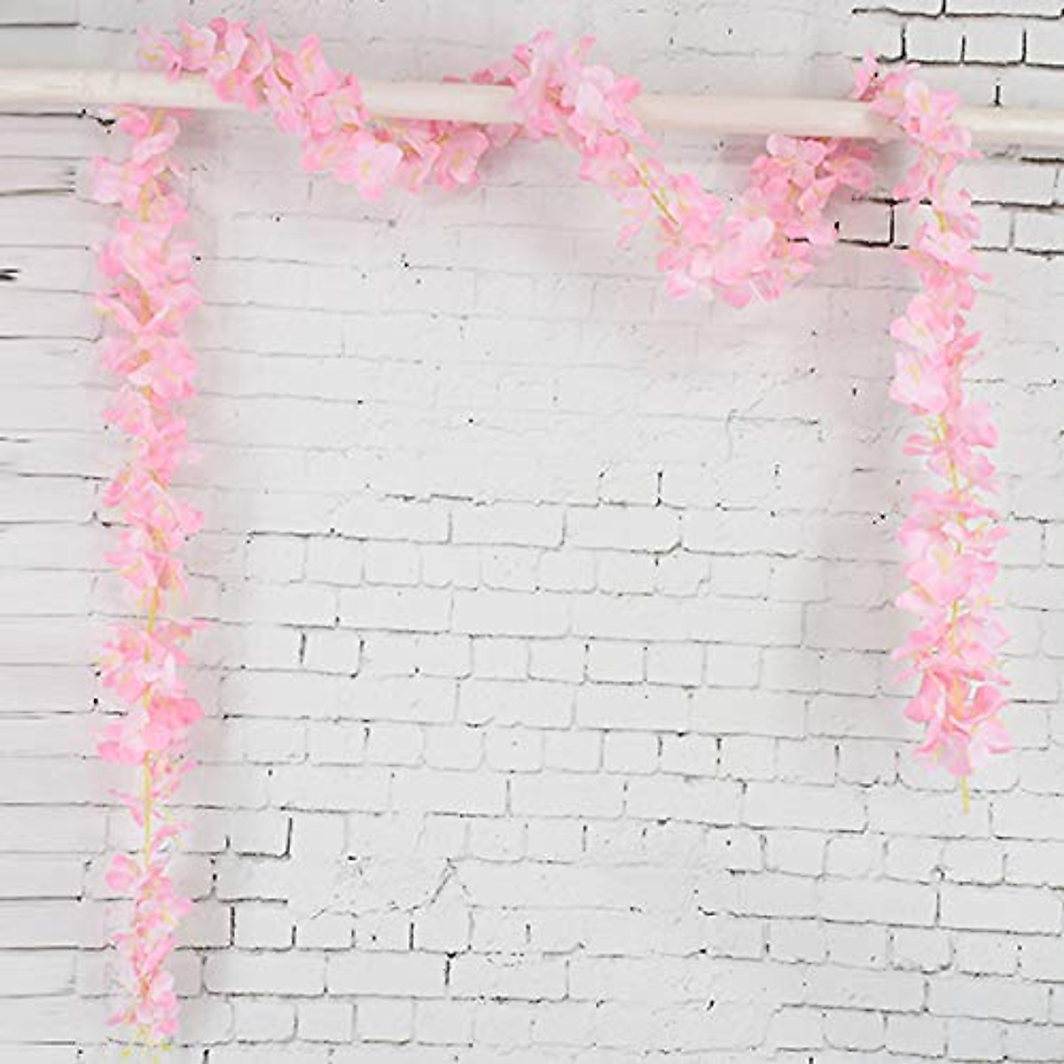 GPARK 10 Pack 6.5 Feet / 78 inch Wisteria Artificial Fake Hanging Flowers Silk Vine Ratta Plants Leaf Garland for Home Wedding Party Garden Outdoor Greenery Wall Decoration Pink