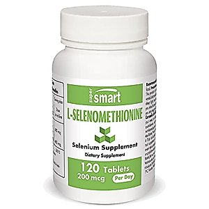 Supersmart - L-Selenomethionine 200 mcg per Day (Selenium Supplement) - Potent Antioxidant - Cells & DNA Protect - Immune Support | Non-GMO & Gluten Free - 120 Tablets
