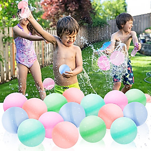Subao Reusable Water Balloons(16 PCS), Summer Water Balls Outdoor Pool Toys, Self-Sealing Water Bomb for Kids Adults, Quick Refillable Silicone Water Ball, Fun Splash Water Balloon Party Supplies