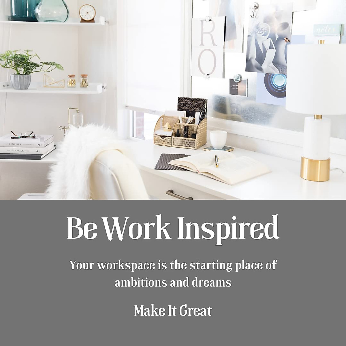 BLU MONACO Designer Metal Gold Desktop Organizer - Desk Organization for Office Accessories - Supplies, Pencils, and Pen Holder for Desk - Cute Gold Desk Accessories - Small Office Desk Organizers