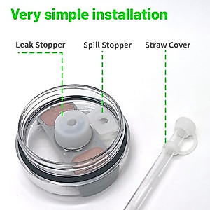 CHGRNLF Silicone Leak Spill Proof Stopper Set of 3 for Stanley Tumbler Cup 1.0/2.0 40oz/ 30oz Including 2 Straw Cover Sets,2 Round Leak Stoppers and 2 Square Spill Stoppers