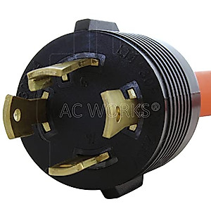 AC WORKS L14-30 30Amp 4-Prong Locking Generator Distribution Cord (1.5FT L14-30 to Four 15/20A Household)