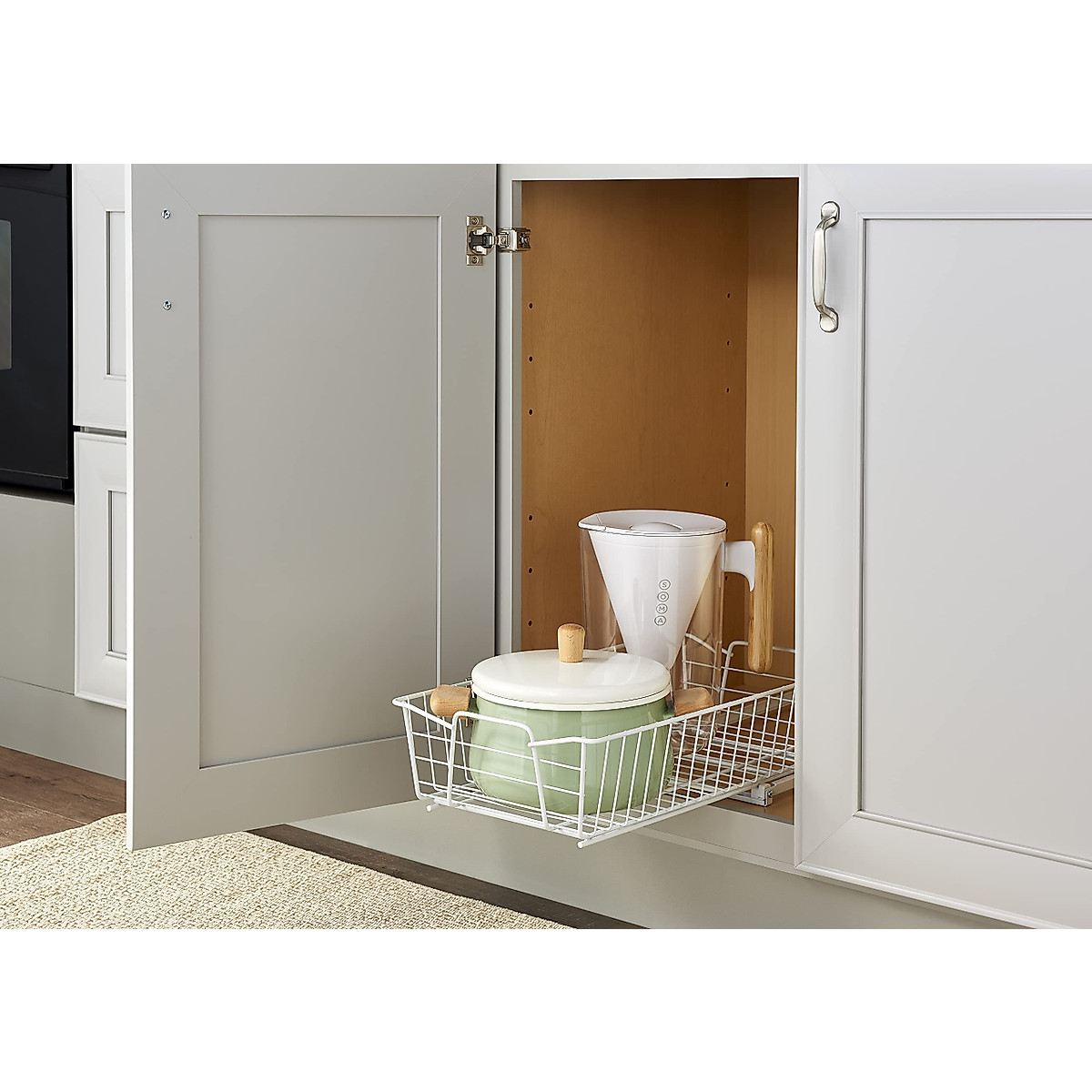 ClosetMaid 11 in. Pull Out Cabinet Organizer Heavy Duty, Slide Out Pantry Shelves Drawers for Kitchen, Bathroom, White, Inch One Tier