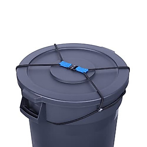 COONIUM Trash Can Lid Lock, Garbage Can Lock for Animals, Bungee Cord with Heavy-Duty Metal Buckle, Fits 30-50 Gallons Can (Trash Can Not Included)