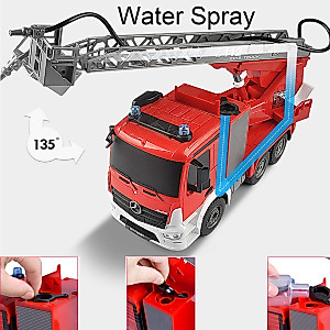 fisca RC Truck Remote Control Fire Engine Truck 9 Channel 2.4G Hobby Electronics Toys with LED Lights Simulated Sounds for Kids