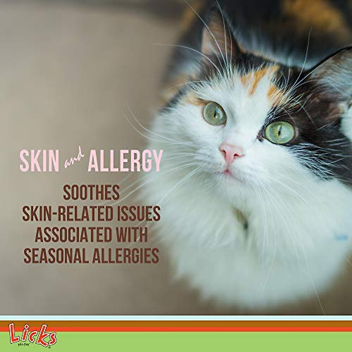 Licks Pill-Free Cat Skin and Allergy - Omega 3 Cat Allergy Relief - Cat Vitamins & Supplements for Itchy Skin - Turmeric Supplement for Cat Skin - Gel Packets - 10 Use