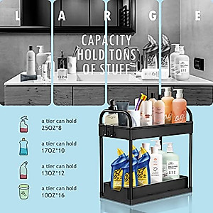 Under Sink Organizers and Storage, Sliding Cabinet Basket Organizer 2 Tier Under Sink Storage Bathroom Trays, Multipurpose Slide Out Bathroom Organizer Countertop, Under Kitchen Bathroom Sink Rack