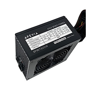 Apevia SPIRIT600W Spirit 600W ATX Power Supply with Auto-Thermally Controlled 120mm Fan, 115/230V Switch, All Protections