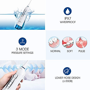 Hangsun Water Flosser Professional Cordless Rechargeable Dental Oral Irrigator Water Jet for Teeth Braces Care with 8 Jet Tips for Travel and Home Use