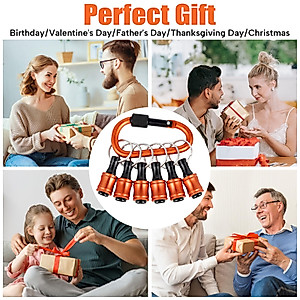 FACAINCXS 6PCS Bit Holders Keychain, 1/4 inch Hex Shank Bit Holders, Quick-Change Design for Nut Driver, Screwdriver & Drill Bits, Include Orange Keychain Carabiner Gifts for Men