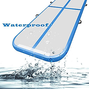 10ft/13ft/16ft/20ft/23ft/26ft Inflatable Gymnastics Mat Tumbling Mat Air Track Floor Mats with Electric Air Pump for Home Use/Training/Cheerleading/Beach/Park and Water (Blue, 16ftX3.3ftX4inch)