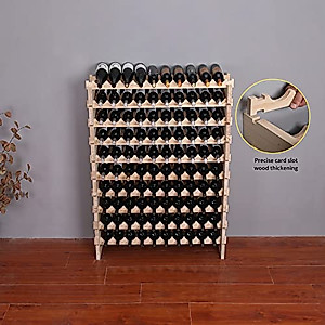 fdjamy Wine Rack Cabinet Freestanding for Floor Wooden Stackable Storage Modular countertop Wood Wine Holder (100bottle)