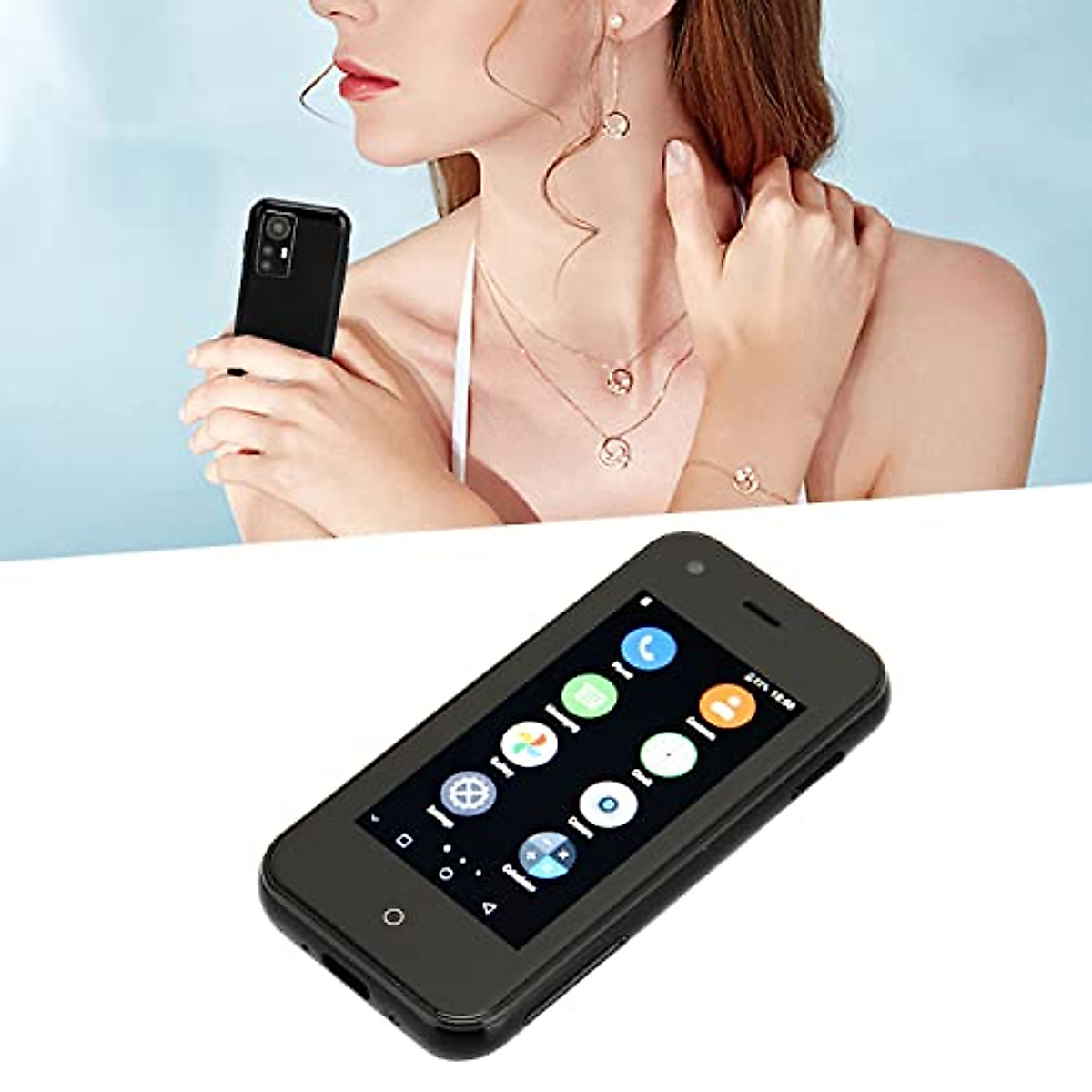 Heayzoki Soyes D18 Mini Smartphone, 3G Mini Mobile Phone, 2.5 Inch WiFi Smartphone, 1GB 8GB Quad Core Phone for Students (Elf Black)