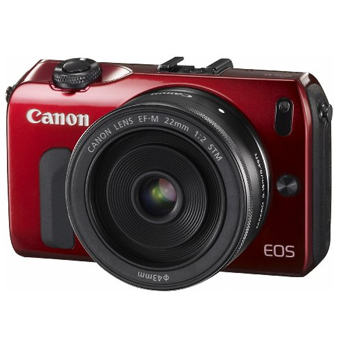 Canon EOS-M Mirrorless Digital Camera With EF-M 18-55MM, 22Mm STM Lenses with 90EX Flash with Mount Adapter EF-EOS M (Red) - International Version (No Warranty)