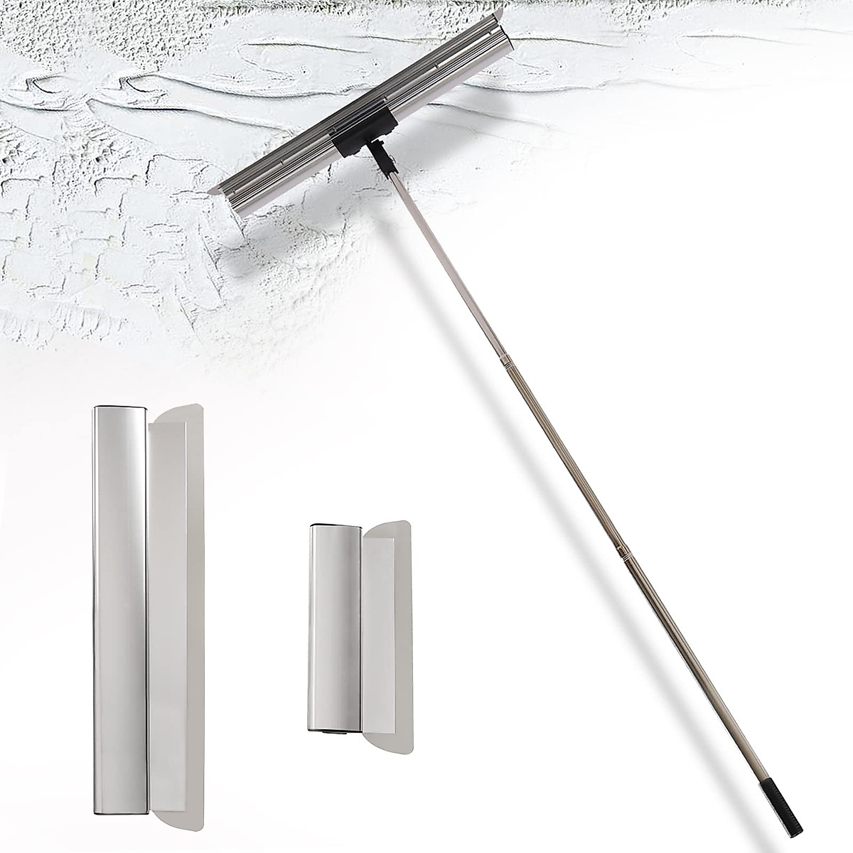 Futchoy Drywall Skimming Blade Set - 12", 22" & 32" Blades + 34.65-80.71"Extension Handle | Pro-Grade | Stainless Steel Construction | High-Impact End Caps