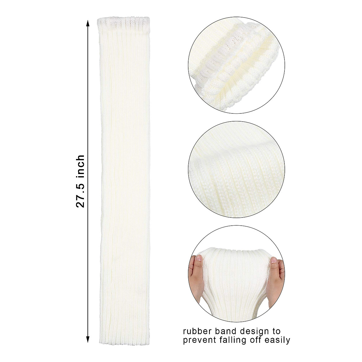 Sumind 2 Pairs Women Long Stirrup Leg Warmers Winter Knitted Over Knee Thigh High Long Socks 80s (Black and White)